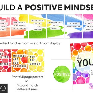 Watercolor Rainbow Theme Classroom Decor Inspirational Growth Mindset ...