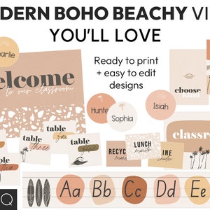 Modern Neutral Boho Theme Calm Classroom Decor Bundle | BOHO SUMMER - Etsy