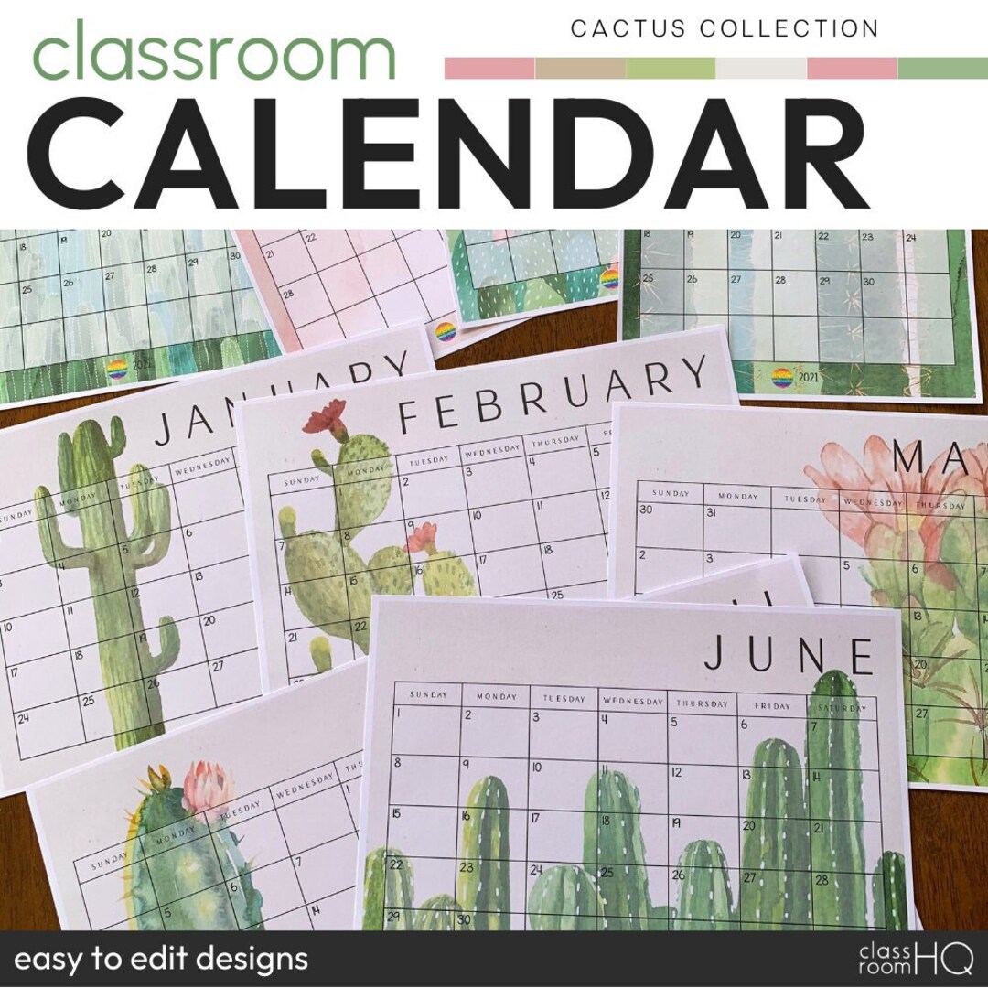 Cactus Classroom Theme Calm Classroom Decor Simple One Month to a Page ...