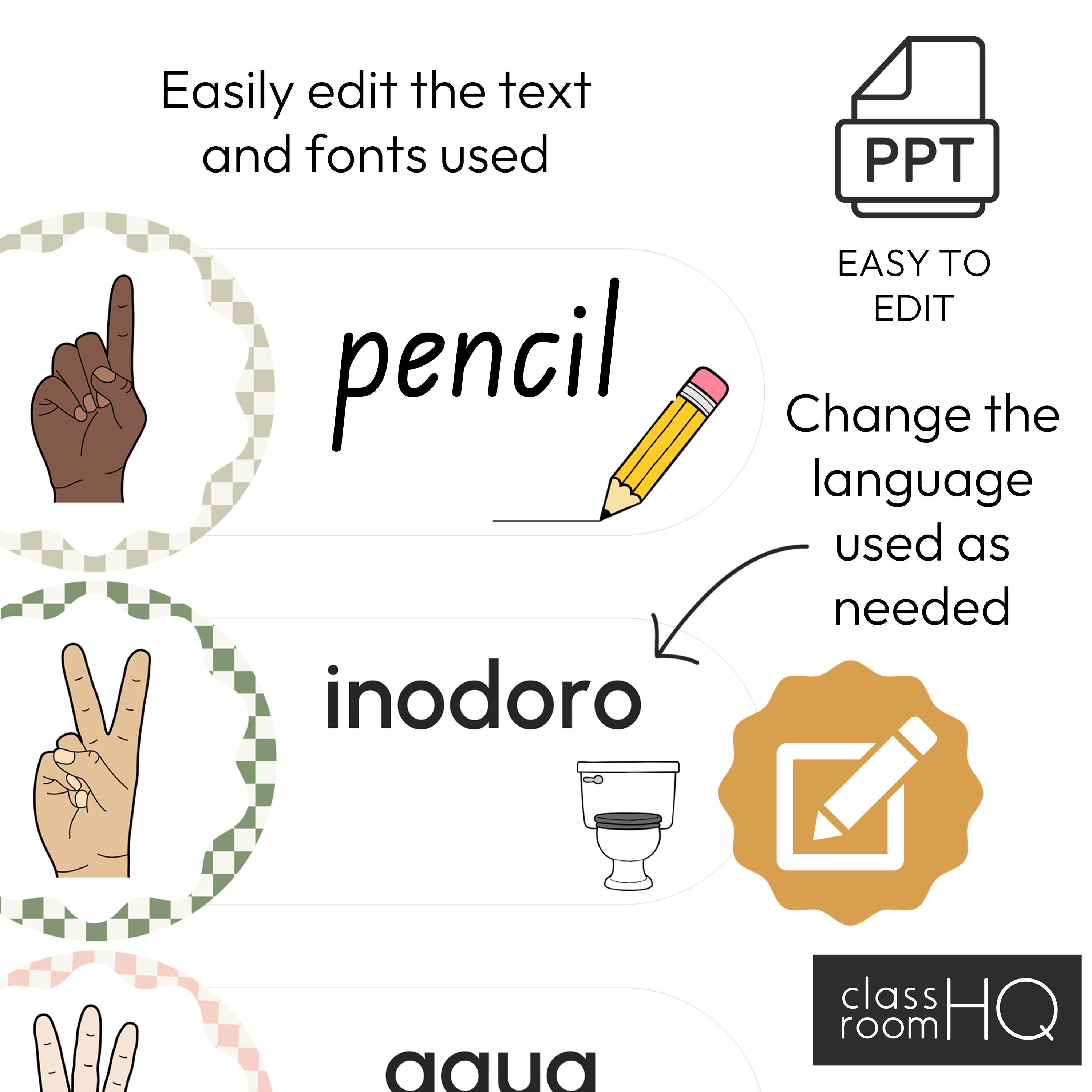Vintage Retro Daisy Calm Classroom Theme Editable Hand Signal Posters ...