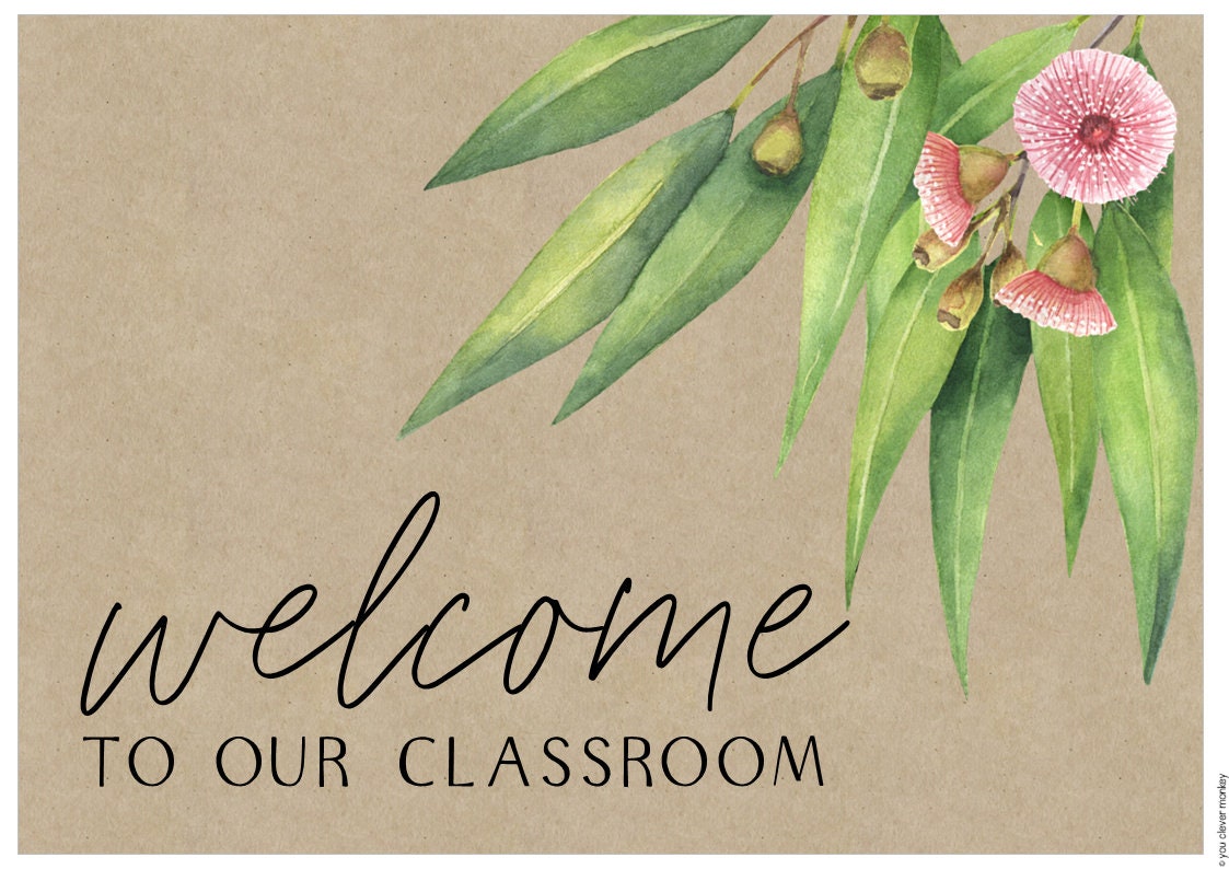 Australian Eucalyptus Class Theme Editable Class Door Decor + Bulletin ...