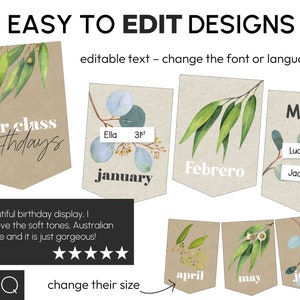 Australian Eucalyptus Theme Editable Class Birthday Display GUM LEAF ...
