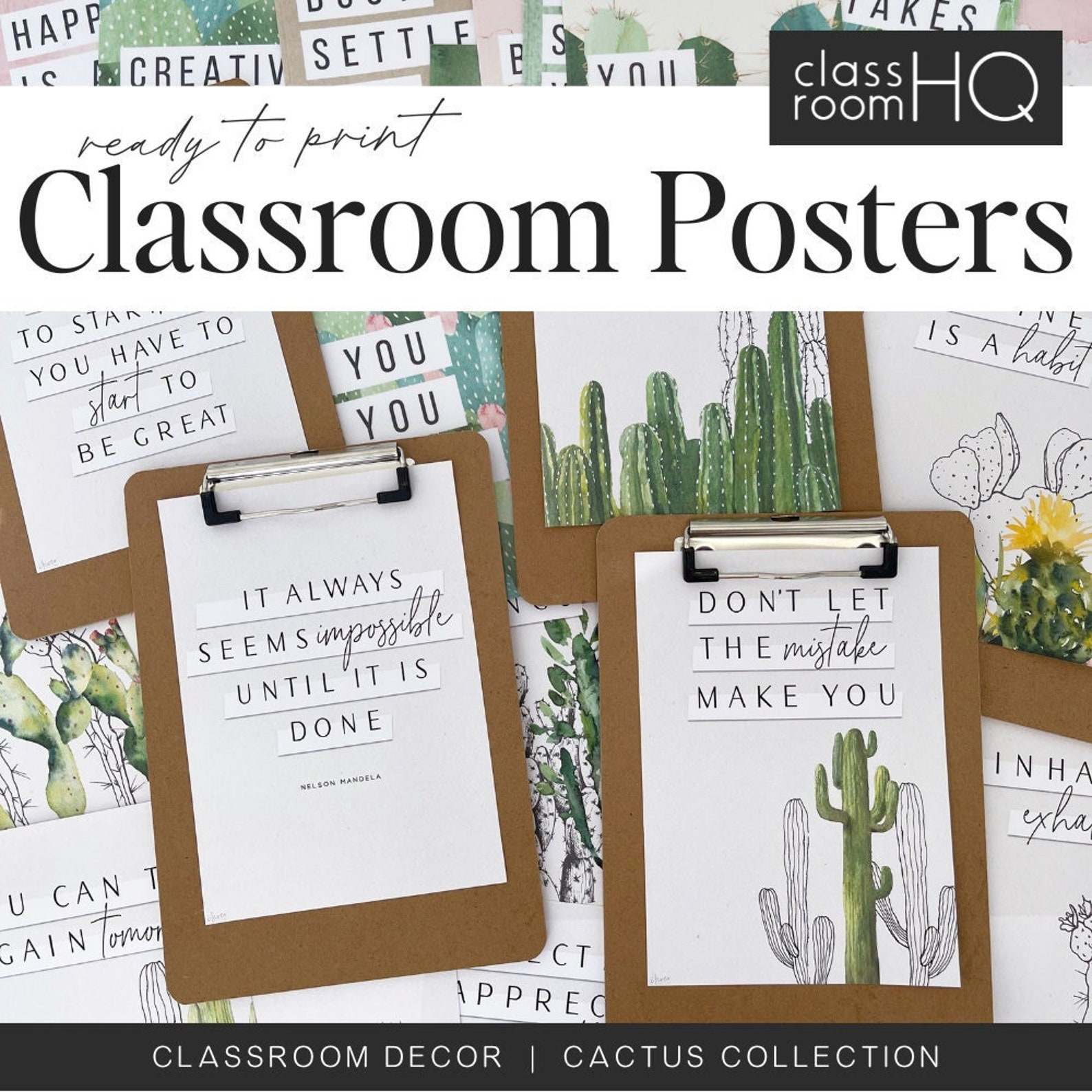 CACTUS Inspirational Growth Mindset Classroom Posters - Etsy