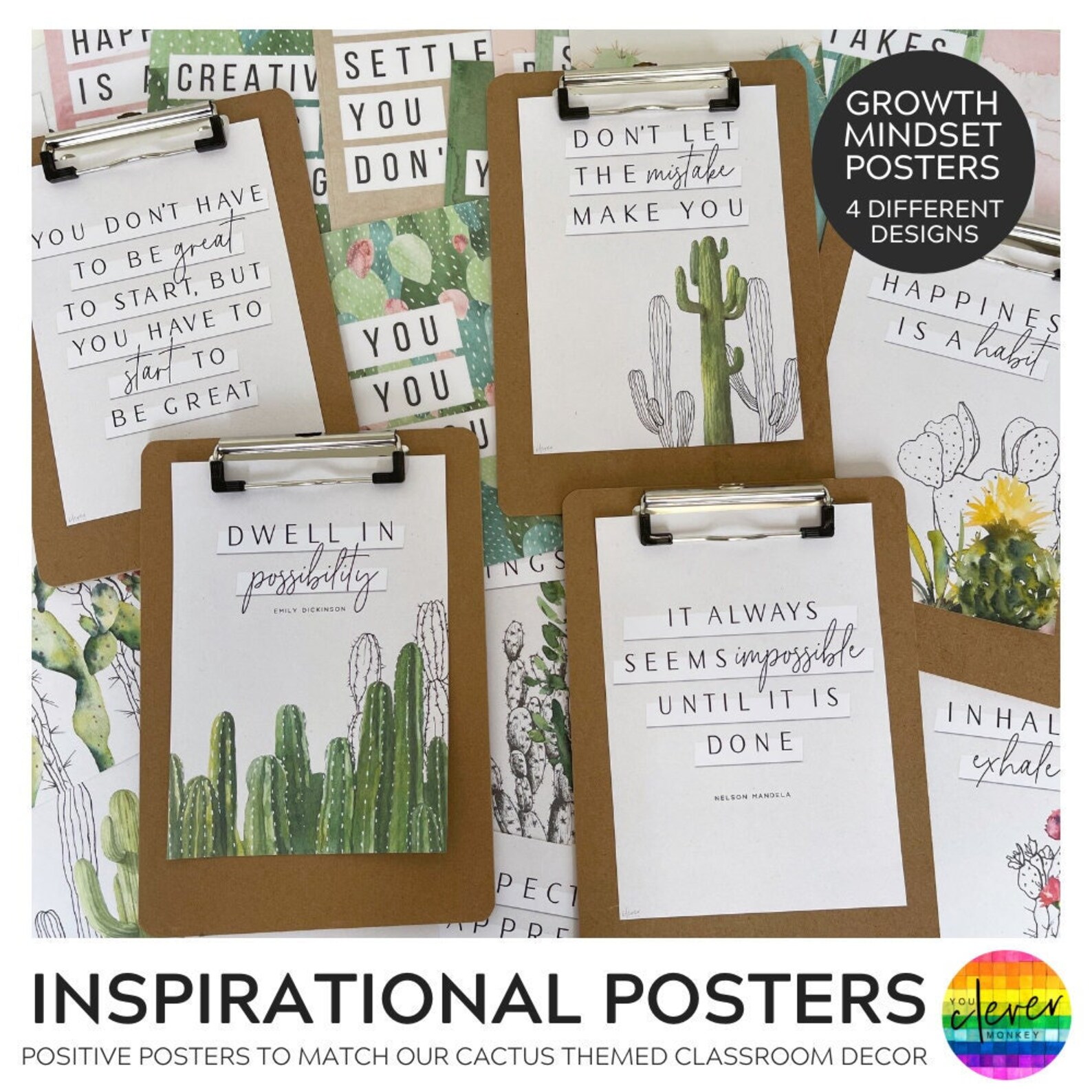 CACTUS Inspirational Growth Mindset Classroom Posters - Etsy
