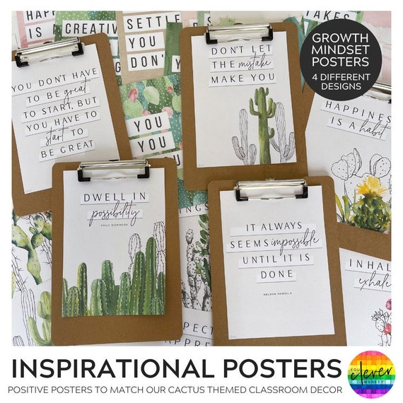 CACTUS Inspirational Growth Mindset Classroom Posters - Etsy
