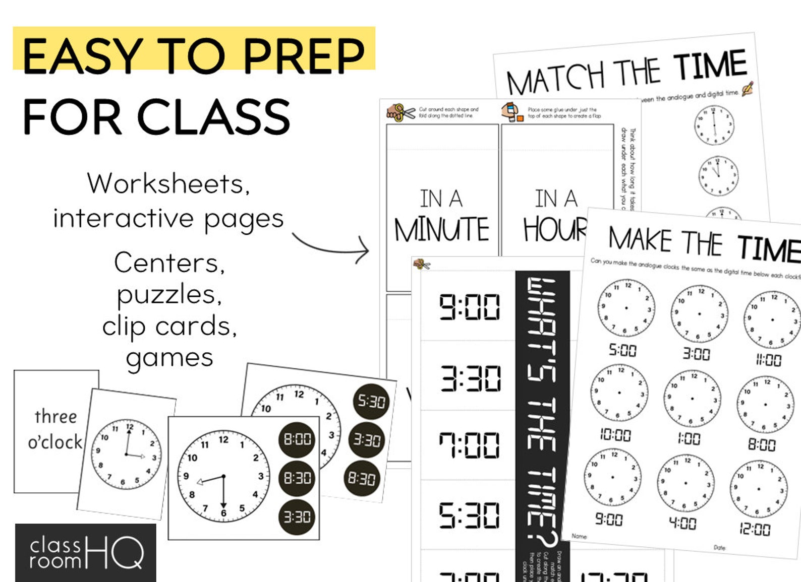 Telling Time - Hour and Half Hour Time Pack - Etsy