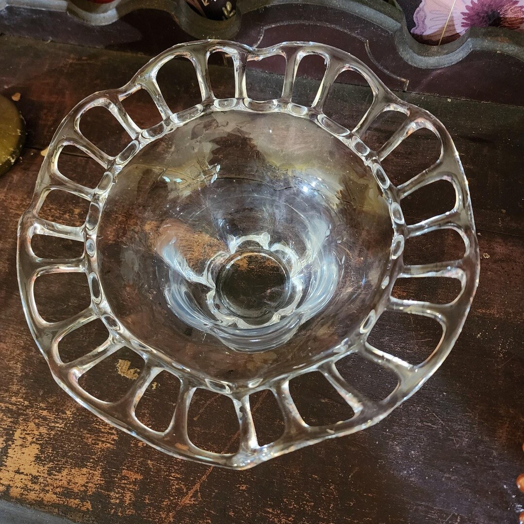 Duncan Miller Open Lace Ruffle Crystal Bowl Centerpiece C. 1930s - Etsy
