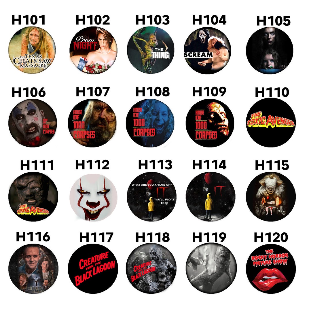 Horror Movie 1.5" Pinback Buttons Collection 3 - Etsy
