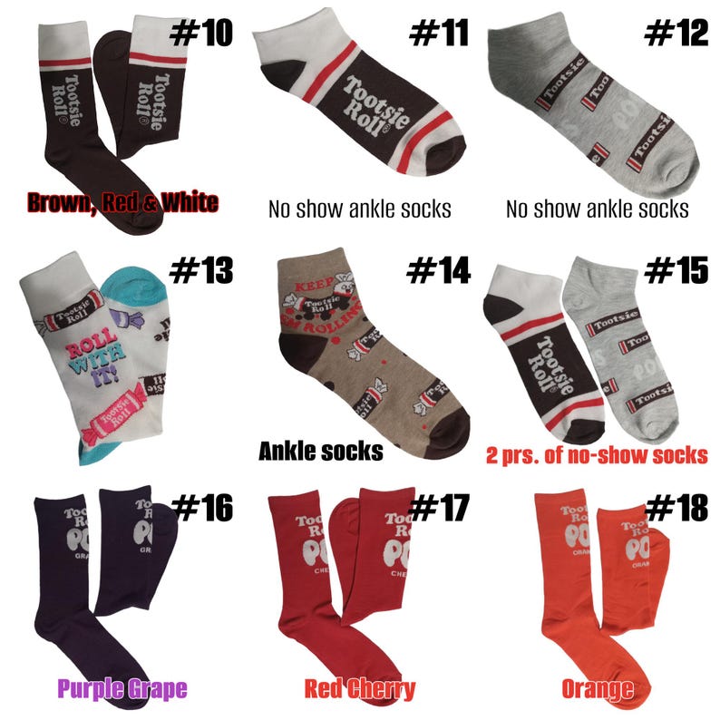 Tootsie Candy Theme Socks 18 Different Styles to Pick From - Etsy