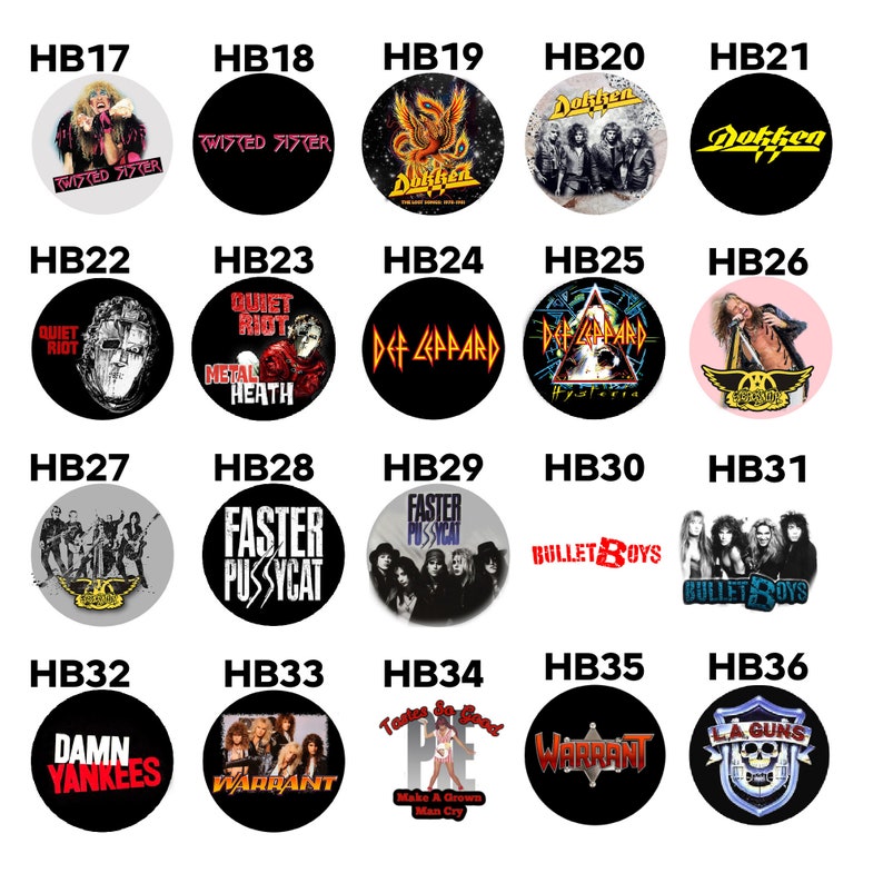 80s Hair Metal Bands 1.5" Pinback Buttons Collection 1 - Etsy