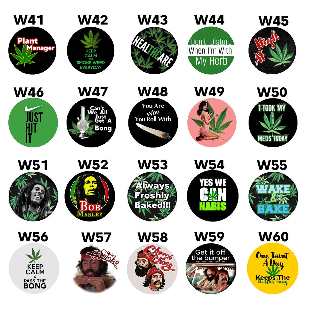 Marijuana Pot Weed Cannabis 1.5" Pinback Buttons Collection 2 - Etsy
