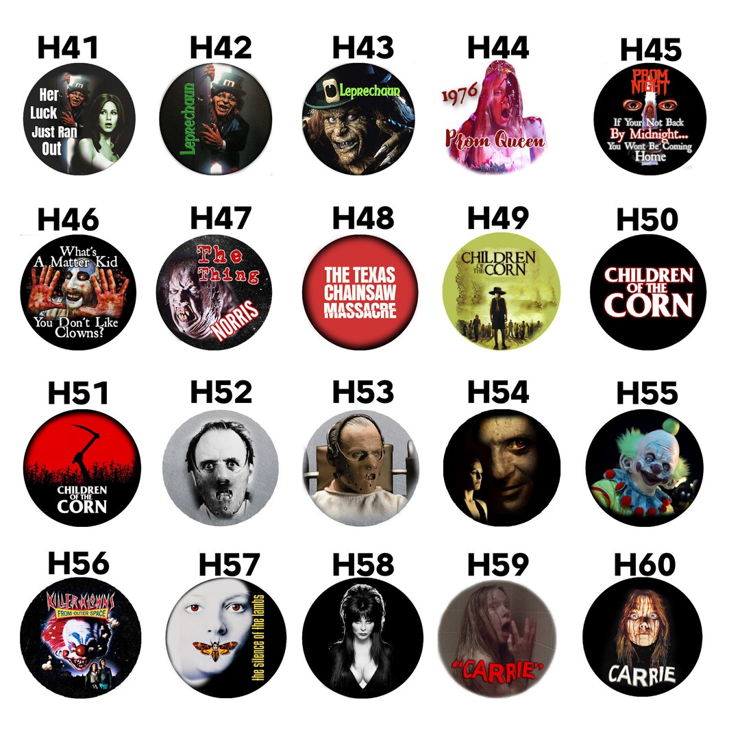 Horror Movie 1.5" Pinback Buttons Collection 2 - Etsy