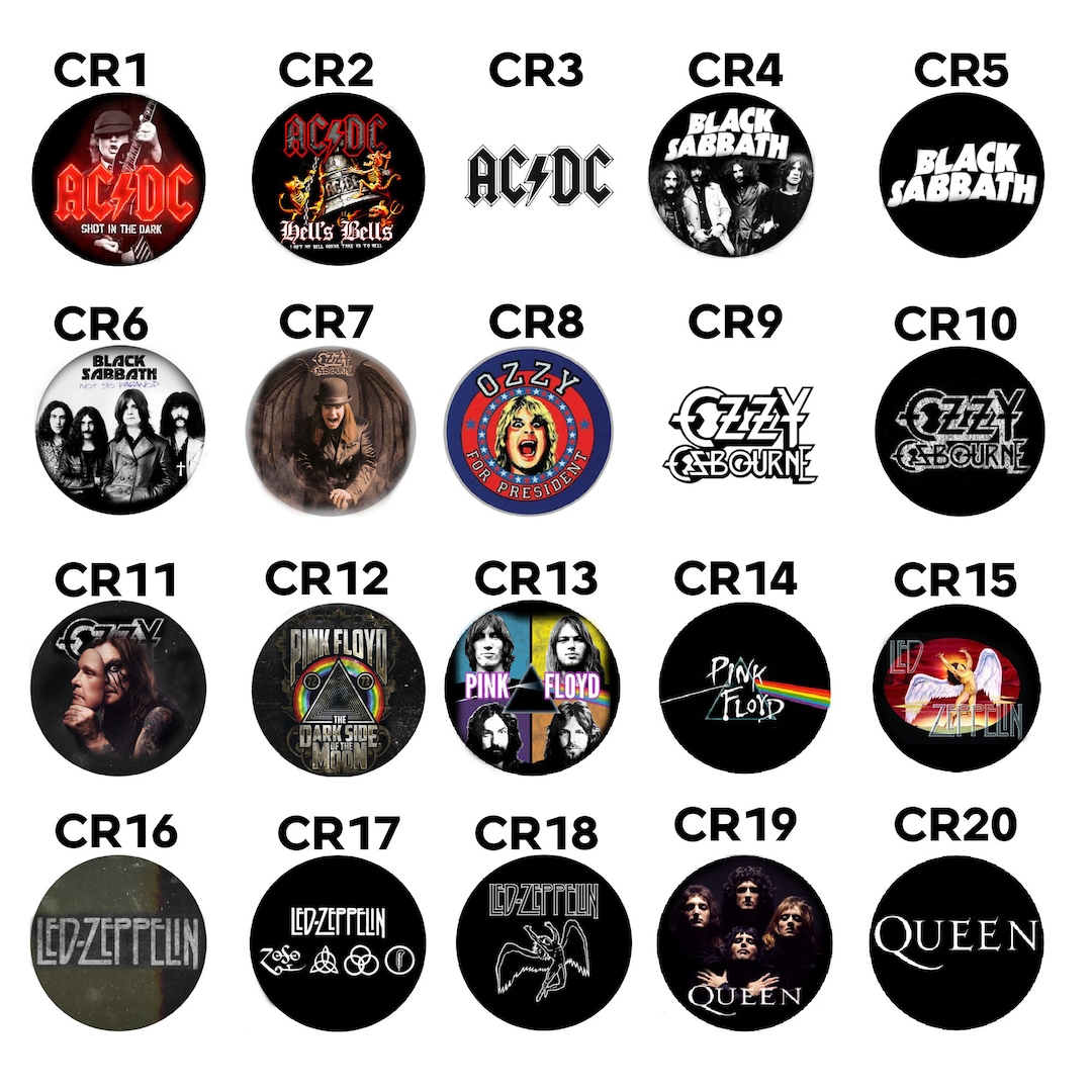 70s-80s Classic Rock 1.5" Pinback Buttons Collection 1 - Etsy