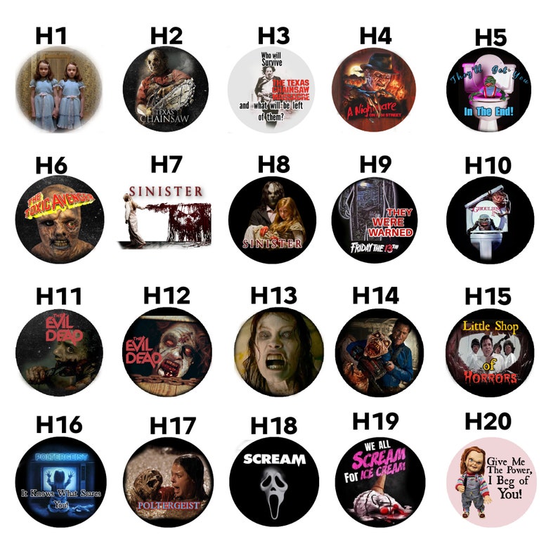 Horror Movie 1.5" Pinback Buttons Collection 1 - Etsy