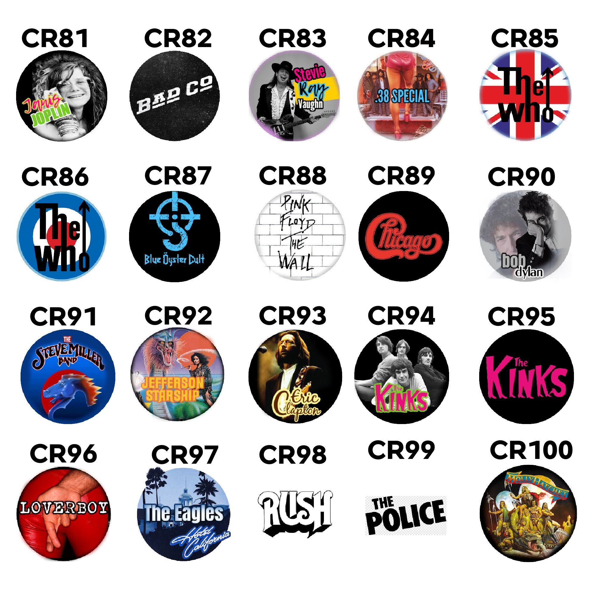 70s-80s Classic Rock 1.5 Pinback Buttons Collection 3 - Etsy