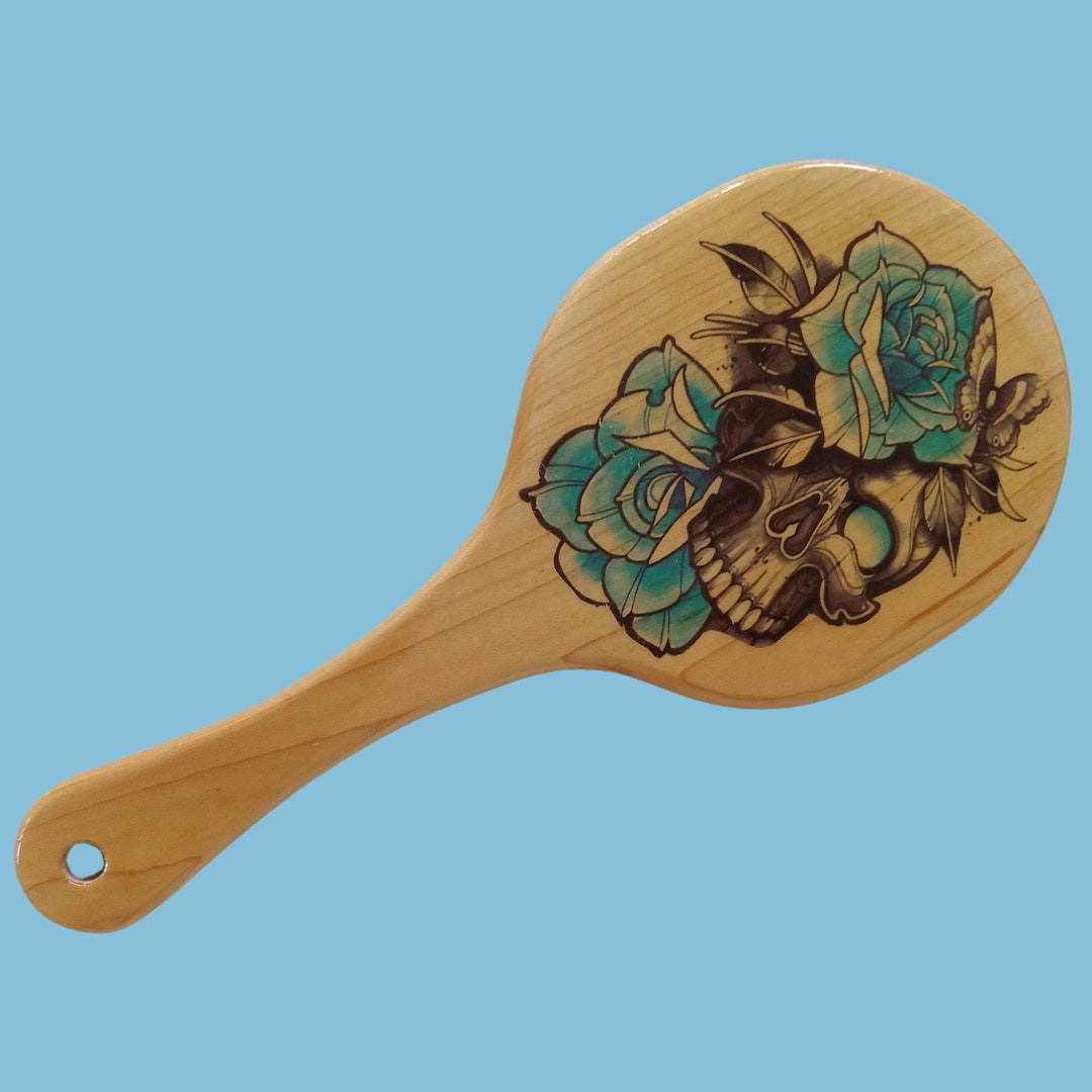 Maple Wood Spanking Paddle 11-1/4 X 5 X 1/2 Skull With Blue Roses - Etsy