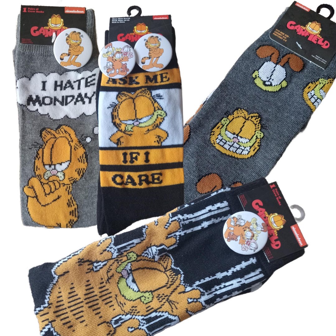 Garfield Handmade Pinback Button Pins W/ Silly Socks - Etsy