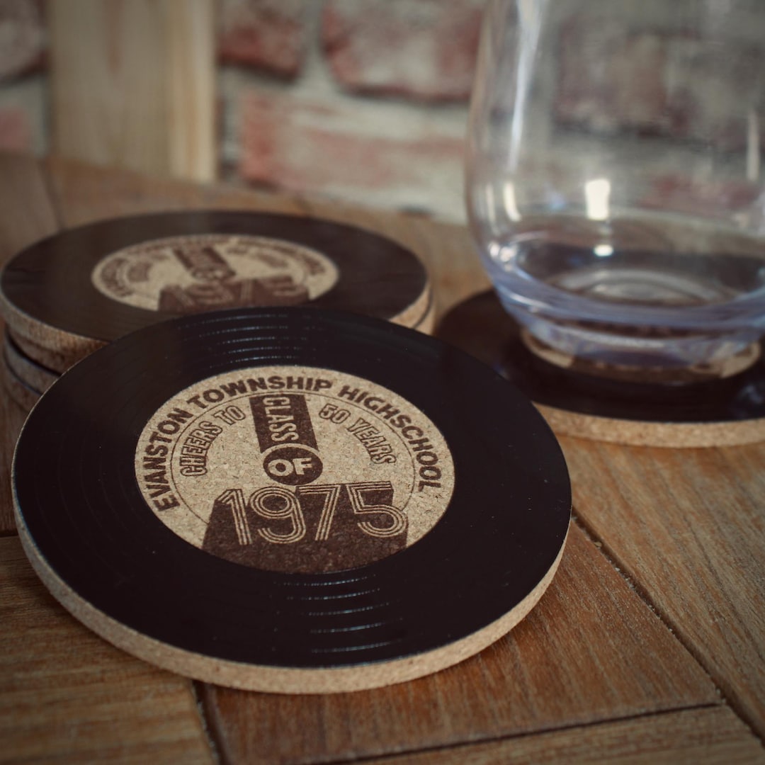 Personalized Vinyl Record Cork Coasters – Retro Class Reunion Favors - Etsy