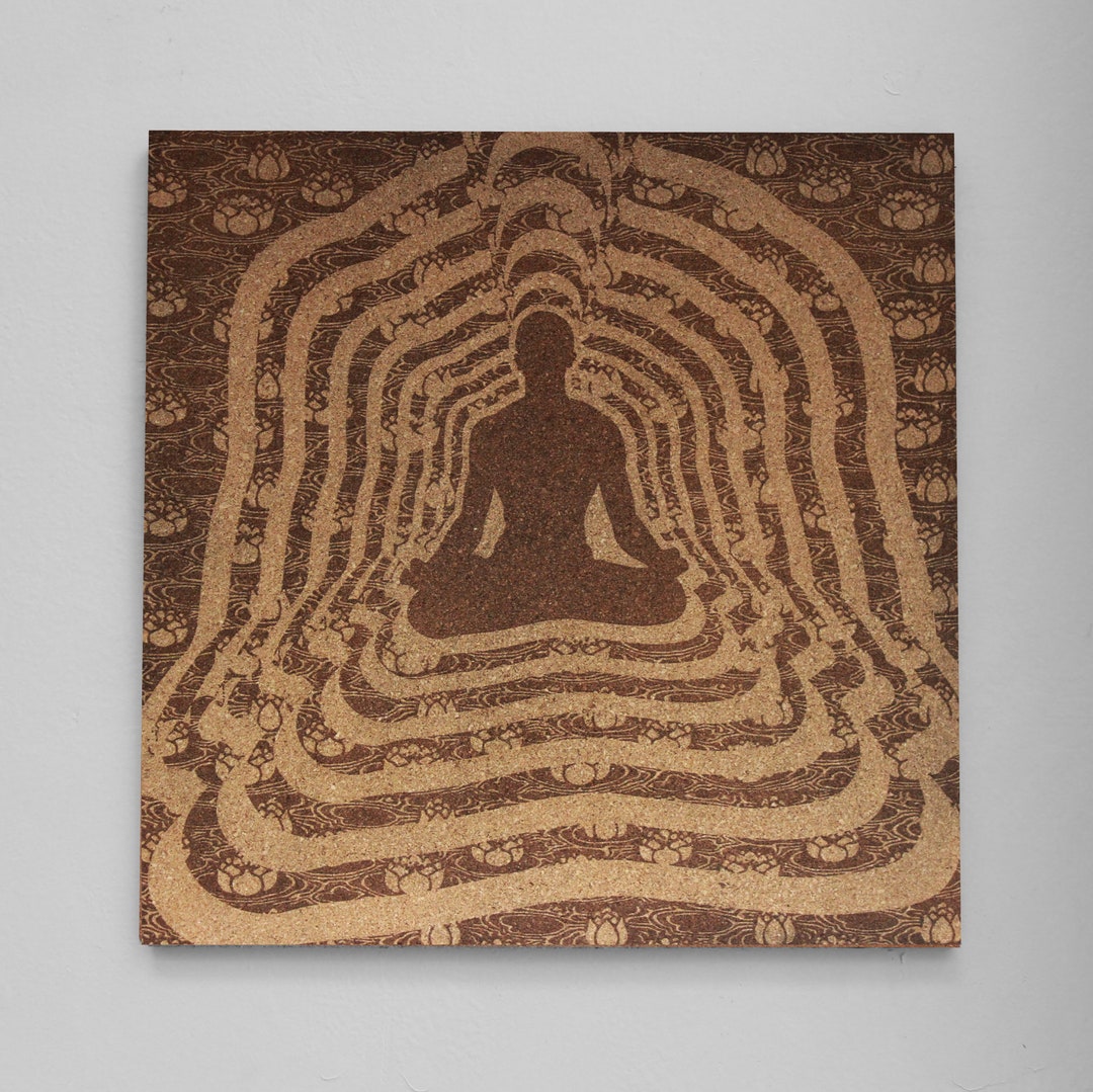 Meditation Room Engraved Cork Wall Art Panel - Positivity and ...