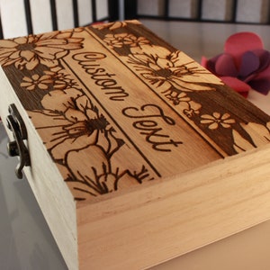 Flower Pattern Custom Text Jewelry Box - Custom, Personalized Gift ...