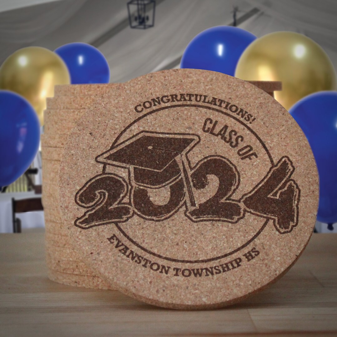 2024 High School or College Graduation Party Coasters - Engraved Cork ...