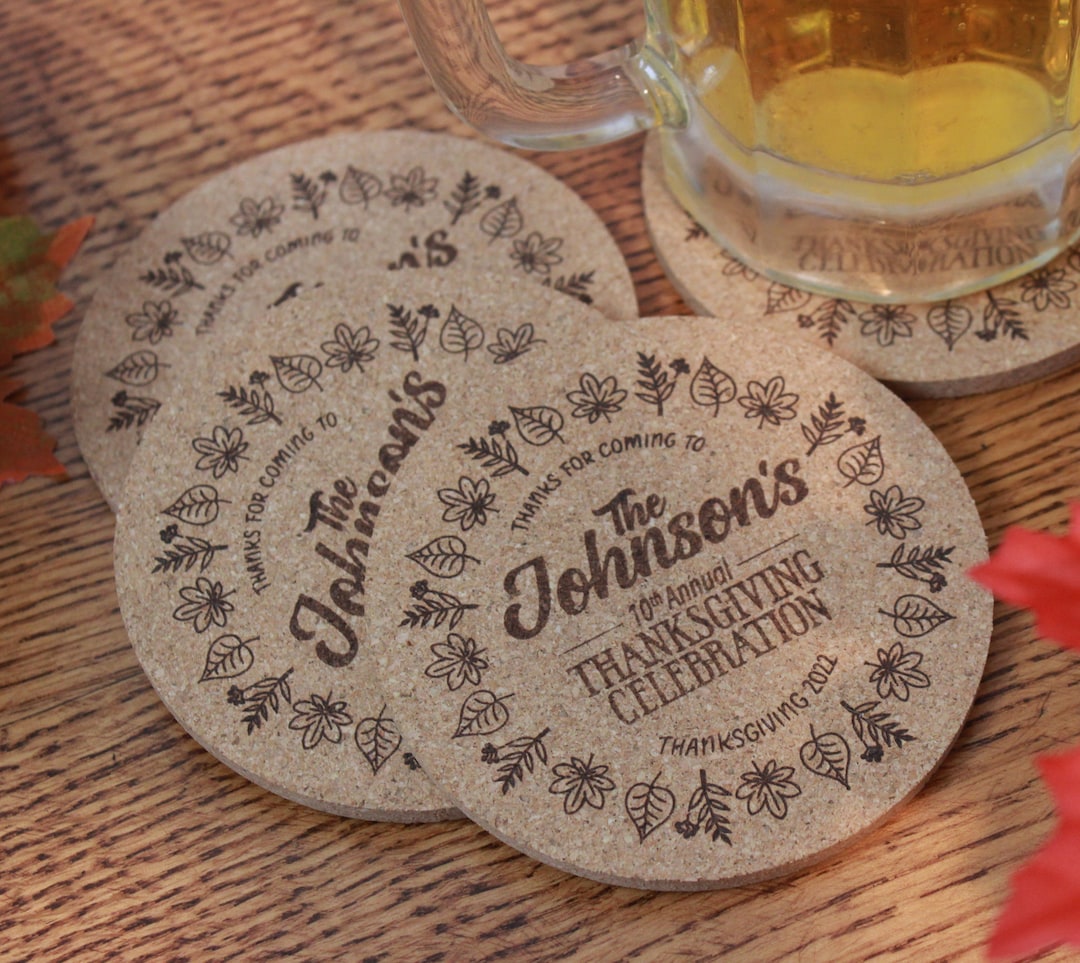 Thanksgiving Coasters - Custom, Personalized, Laser Engraved, Family ...