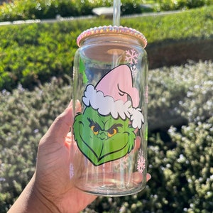 Grinch Glass Can - Etsy