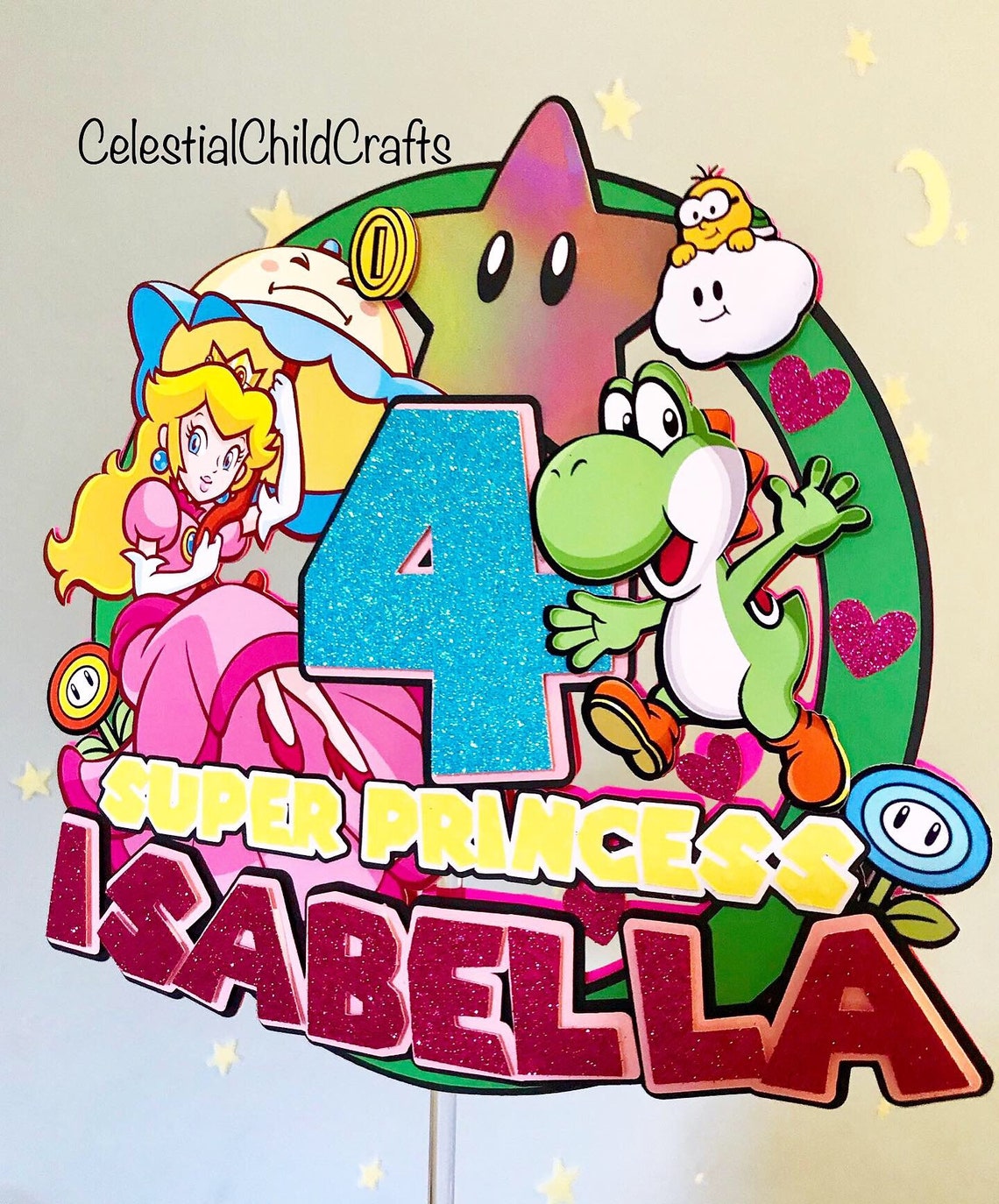 Super Princess Peach Cake Topper Custom Princess Peach Mario - Etsy