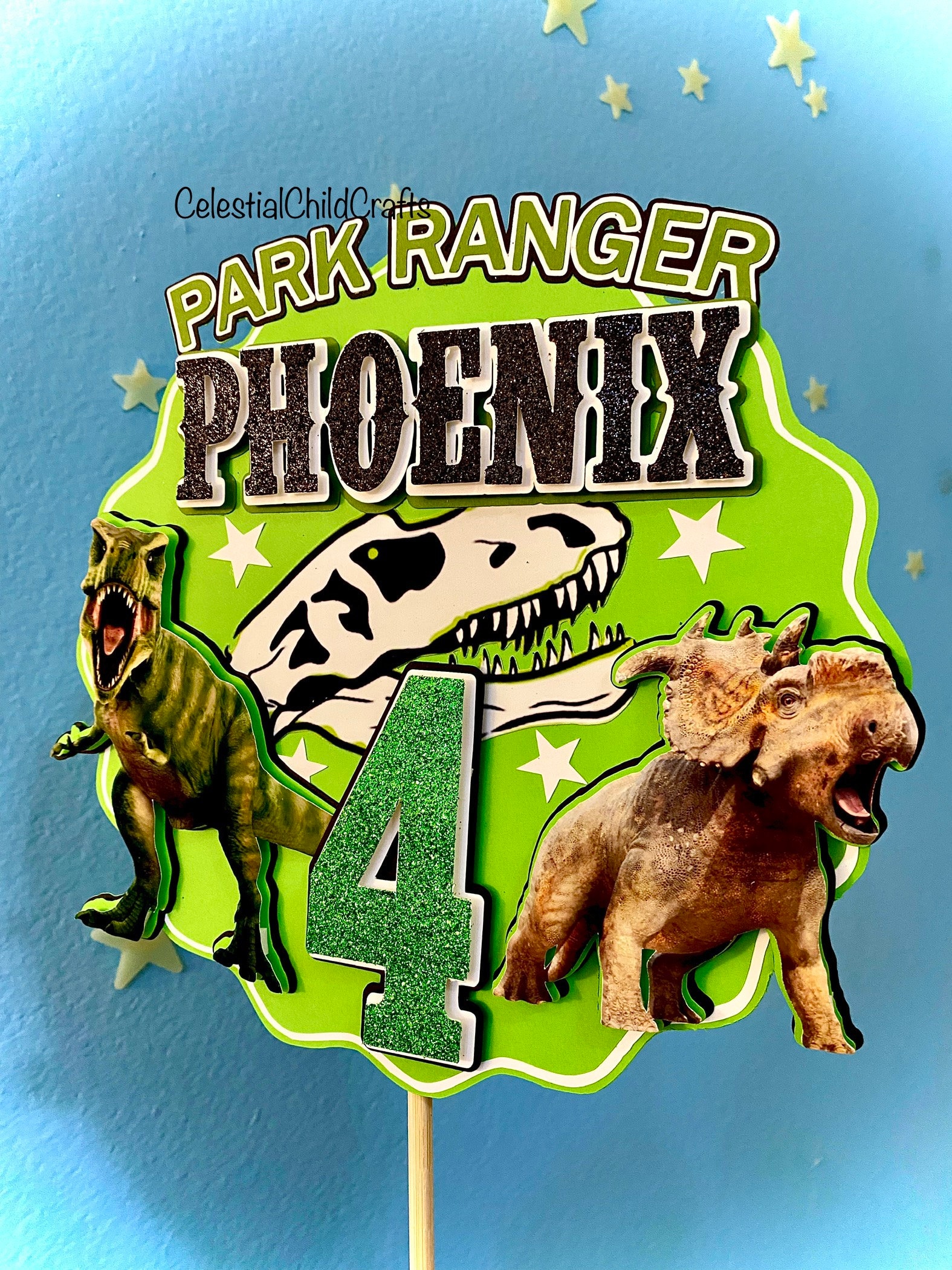 T-rex Ranch Inspired Dinosaur Birthday Cake Topper Park Ranger - Etsy