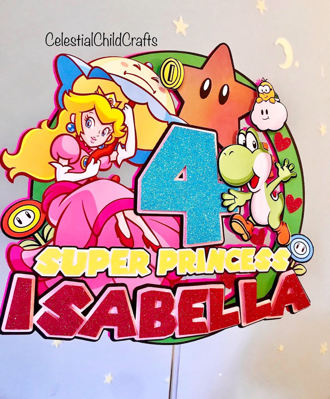 Super Princess Peach Cake Topper Custom Princess Peach Mario - Etsy