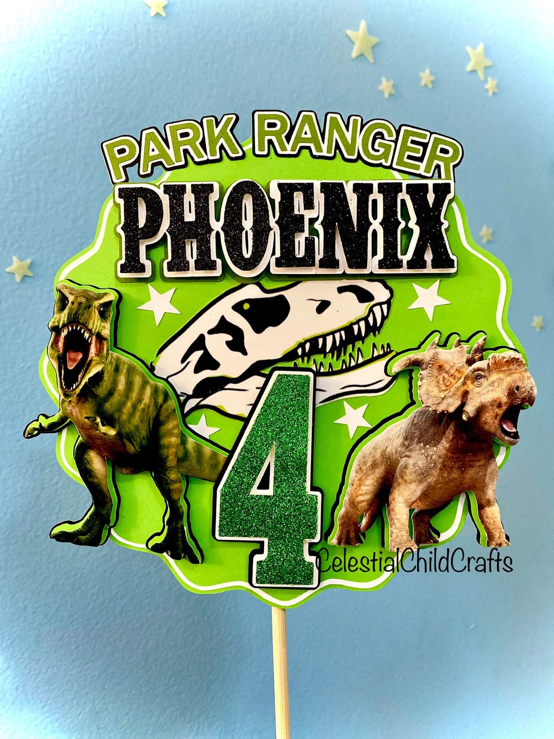 T-rex Ranch Inspired Dinosaur Birthday Cake Topper Park Ranger - Etsy