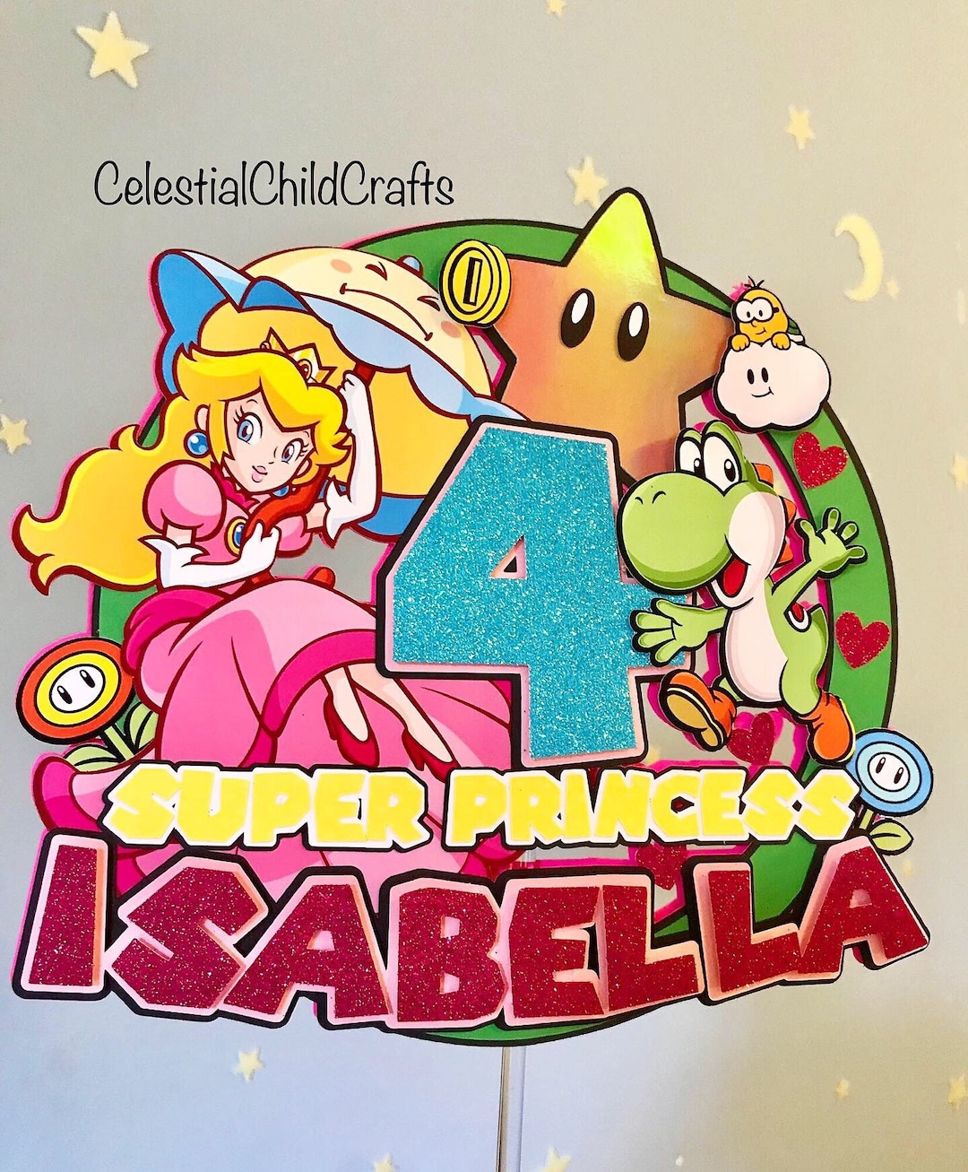 Super Princess Peach Cake Topper Custom Princess Peach Mario Bros - Etsy