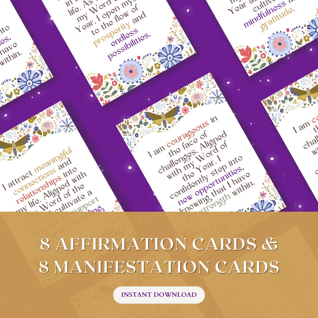 Word of the Year Affirmation Cards for Motivation, Abundance, and ...