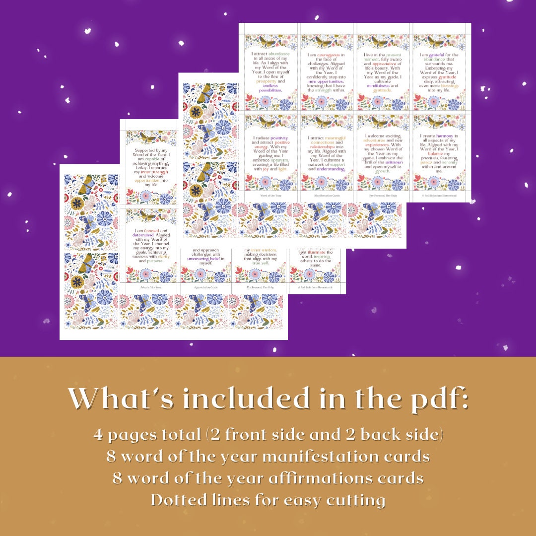 Word of the Year Affirmation Cards for Motivation, Abundance, and ...