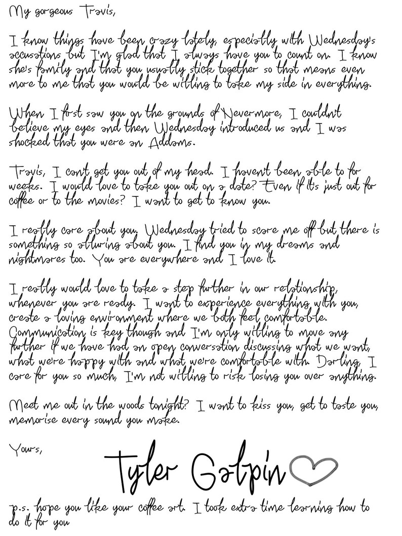 Wednesday Character Comfort Letter various Characters - Etsy