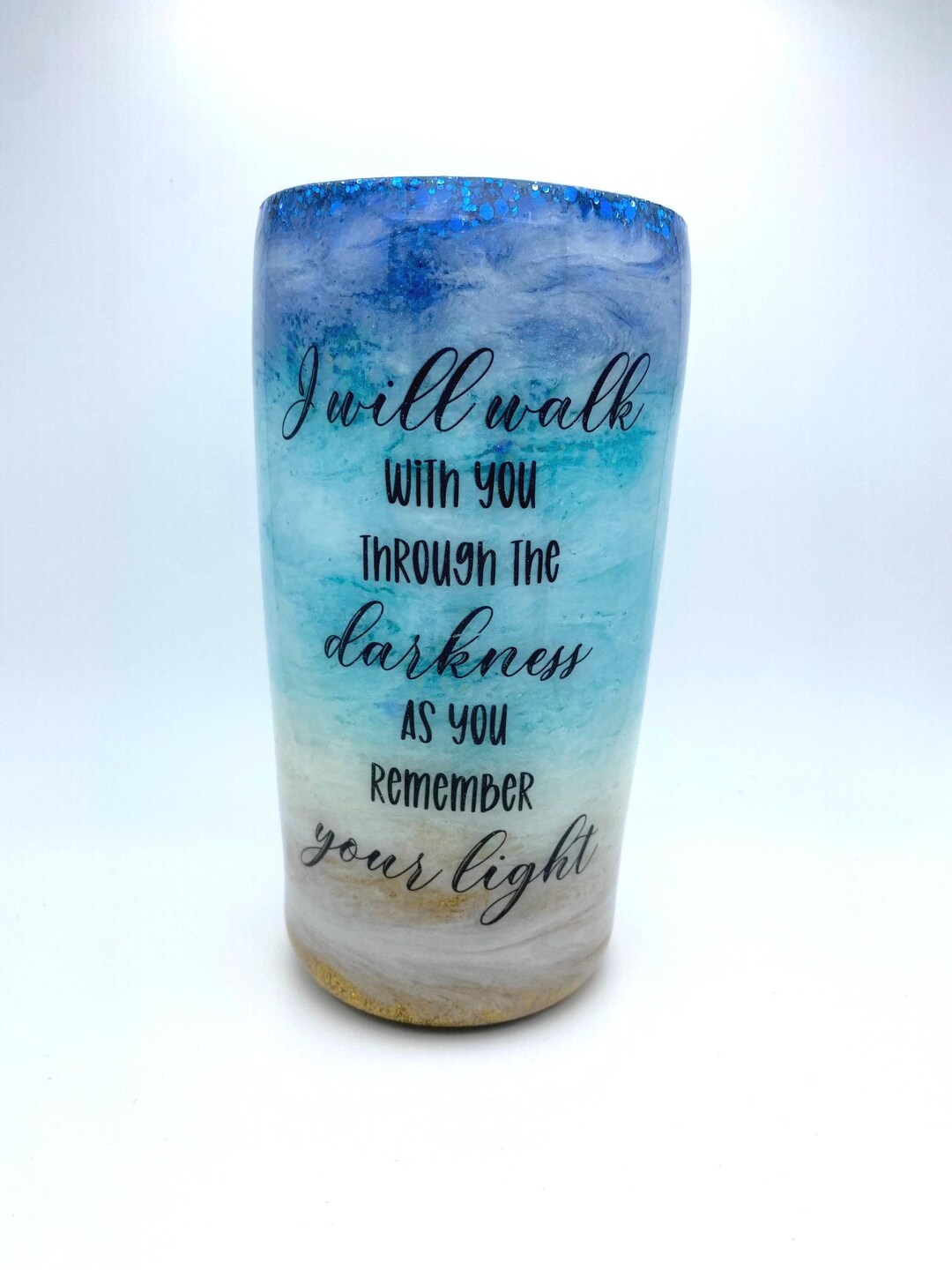 Glittered Beach Tumbler | Palm Tree, Inspirational Quote, Stainless ...