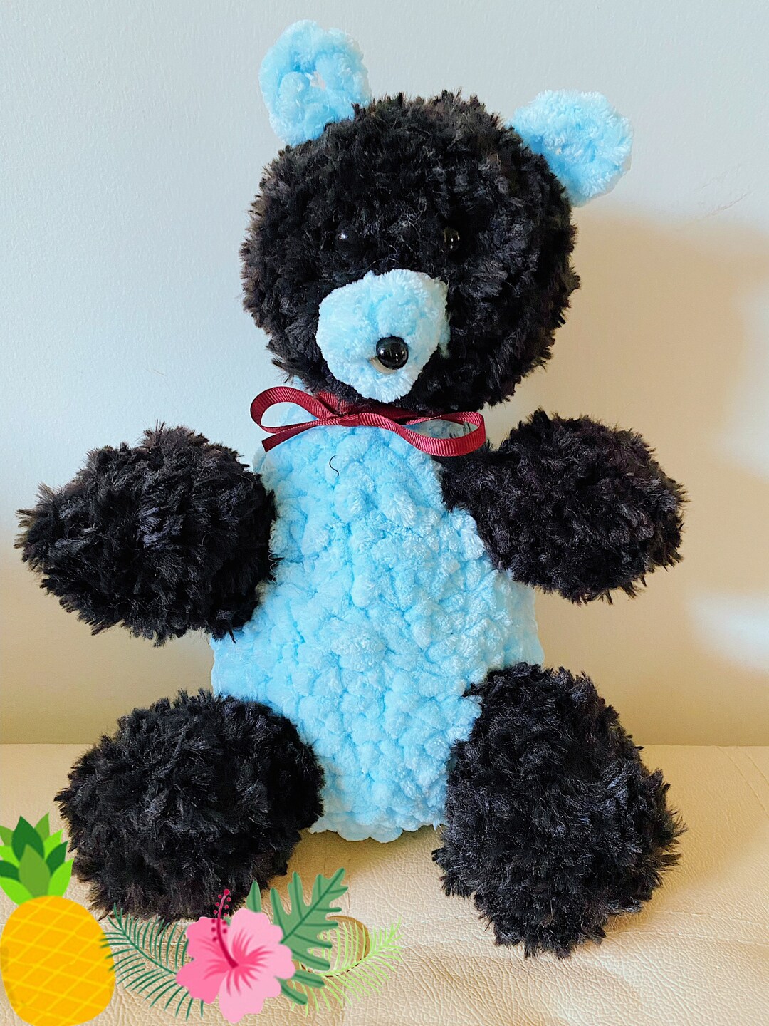 Crochet Scented Plush Teddy Bear, Tropical Pineapple Scent Stuffed ...