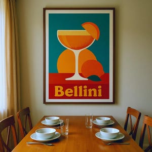Retro Bellini Poster - Colorful Fun Drink Art - Trendy Home Decor - Etsy