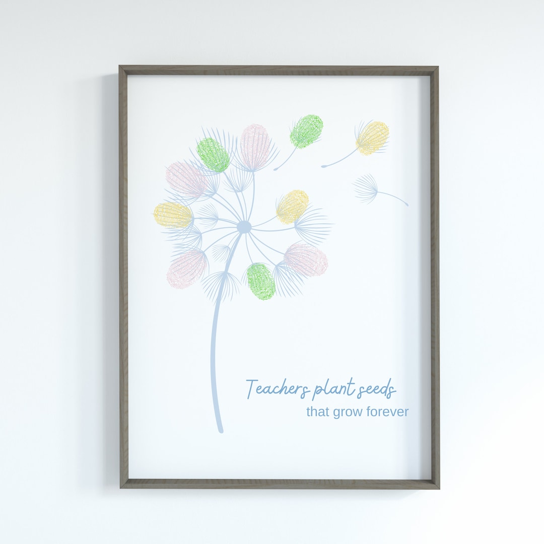 End of the Year Thumbprint Teacher Gift, Dandelion, Fingerprint ...