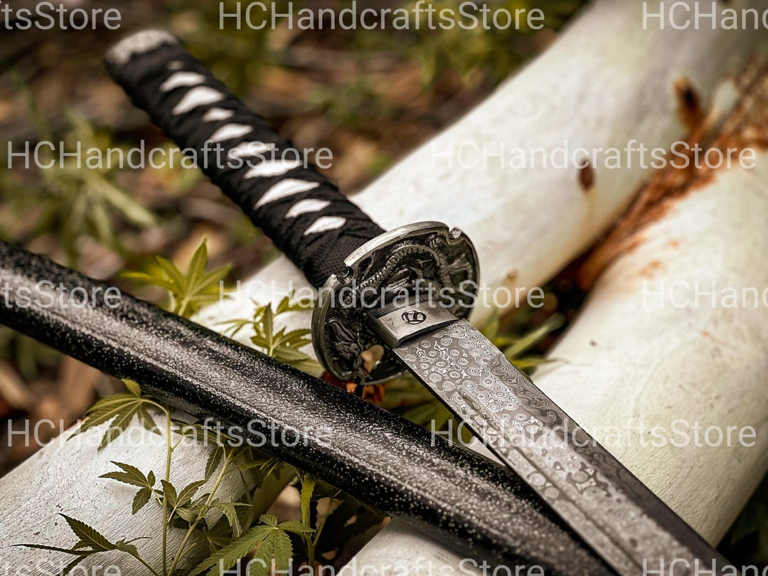 Handcrafted Damascus Steel Art Piece Japanese-style Collectible Rustic ...