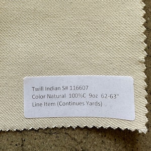 3 Yards Natural Twill Tan Twill Fabric 100% Cotton 9 Oz 62"-63" Pant ...