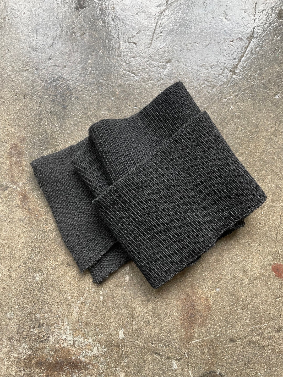 Black Wool Knit Ribbing Made in USA Piece Good for Varsity Jackets ...