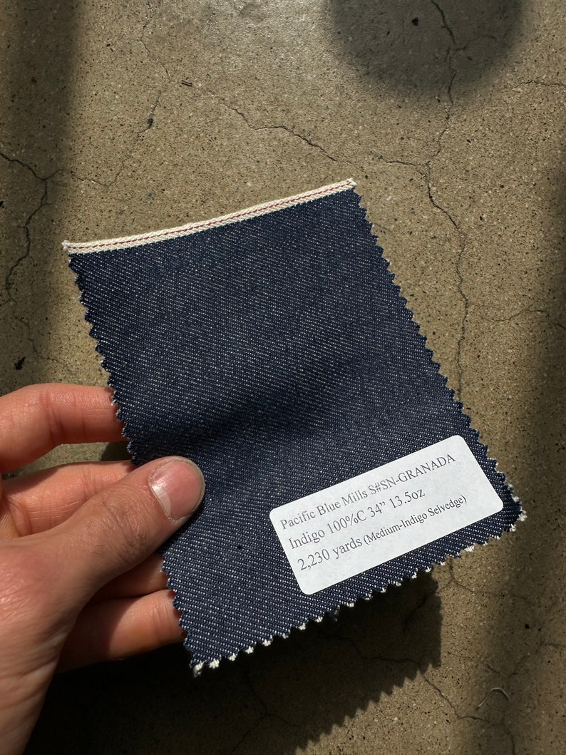 Light Blue Indigo Selvedge Denim 100% Cotton, 34” 13.5 Oz Selvedge ...