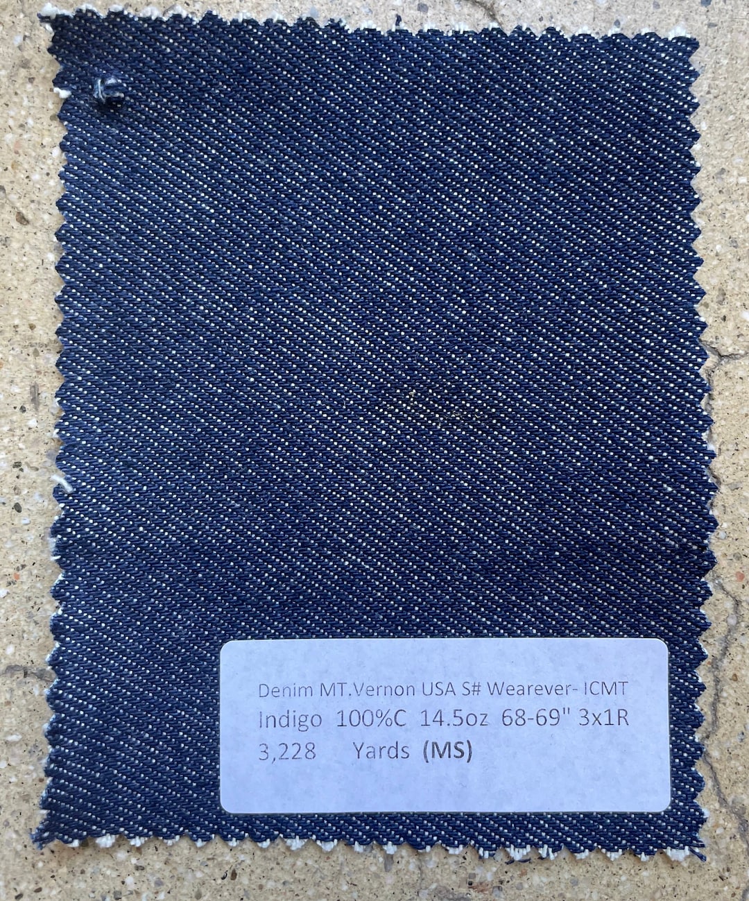 14.5 Oz American Indigo Denim Fabric MT. Vernon 100% Cotton 68-69 3x1r ...