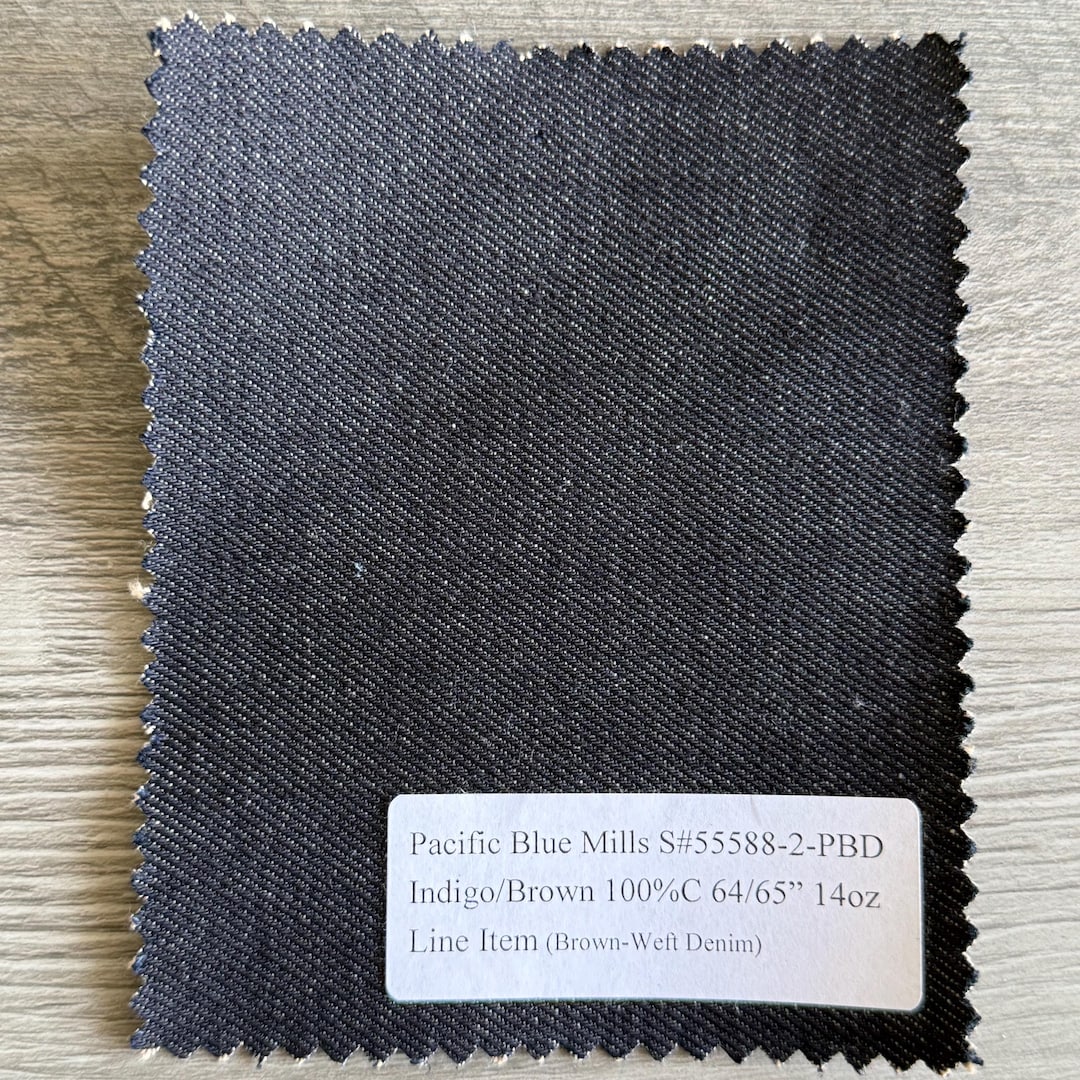 3 Yards Pacific Blue Mills Indigo/brown Denim 100% Cotton 14 Oz 64/56 ...