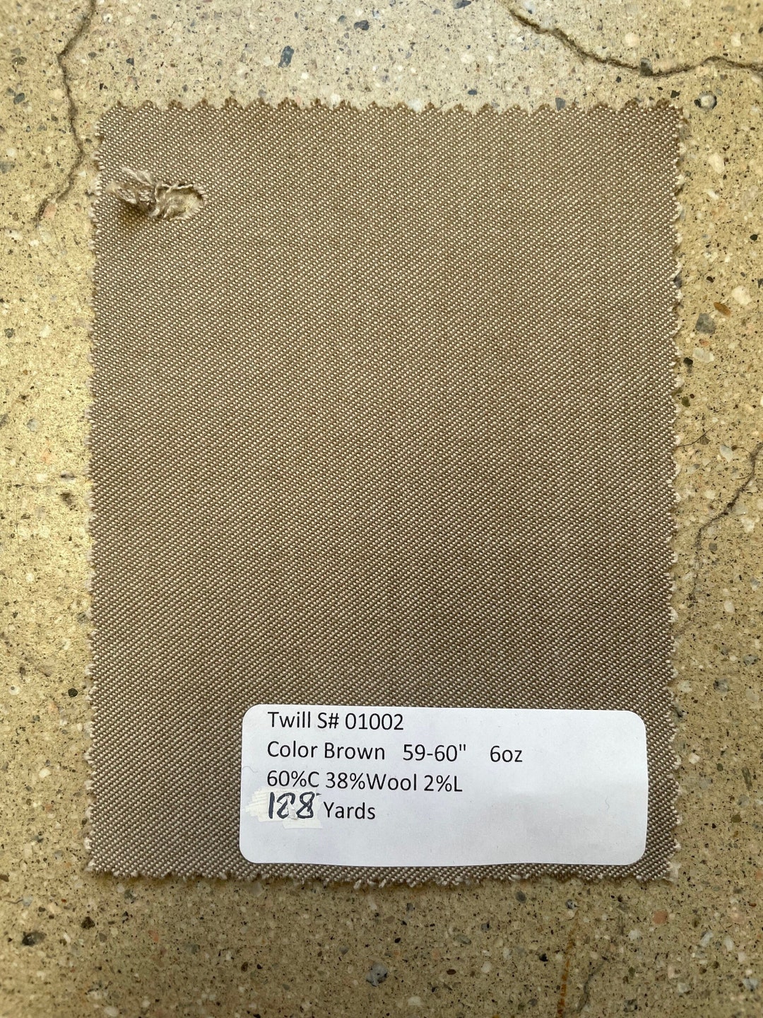 3 Yards Tan / Beige Wool Twill Fabric by the Yard 6oz 60% Cotton 38 ...