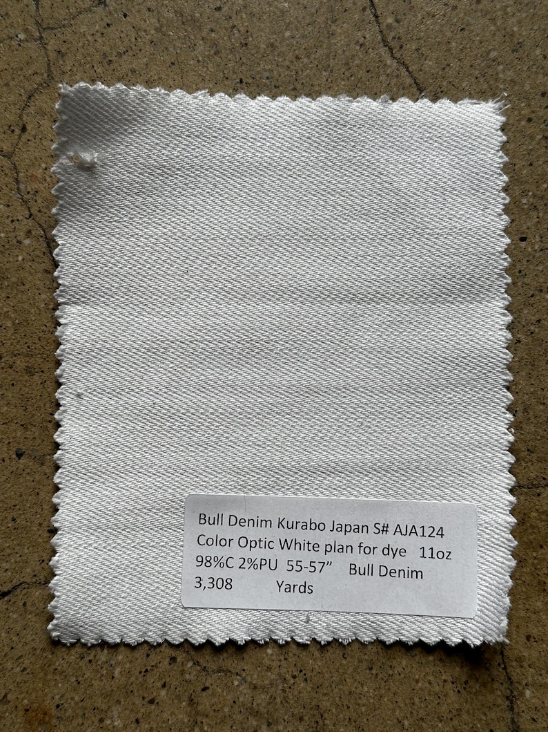3 Yards White Japanese Bull Denim PFD Fabric Kurabo 11 Oz 98% Cotton 2 ...
