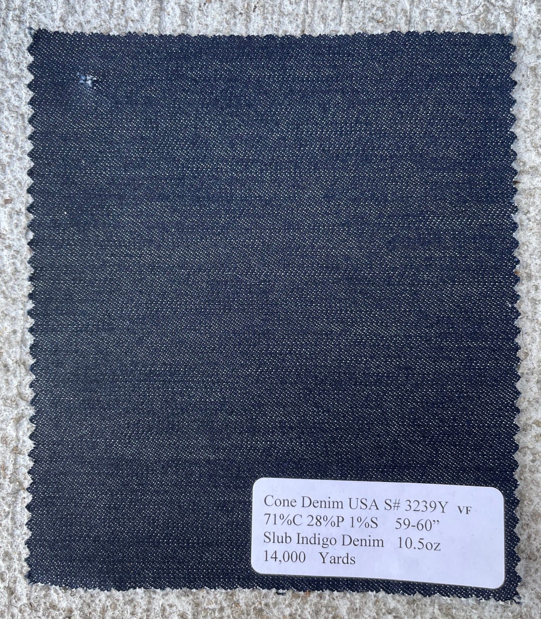 Cone Slub Indigo Denim Fabric by the Yard 10.5 Oz Cotton Poly Spandex ...