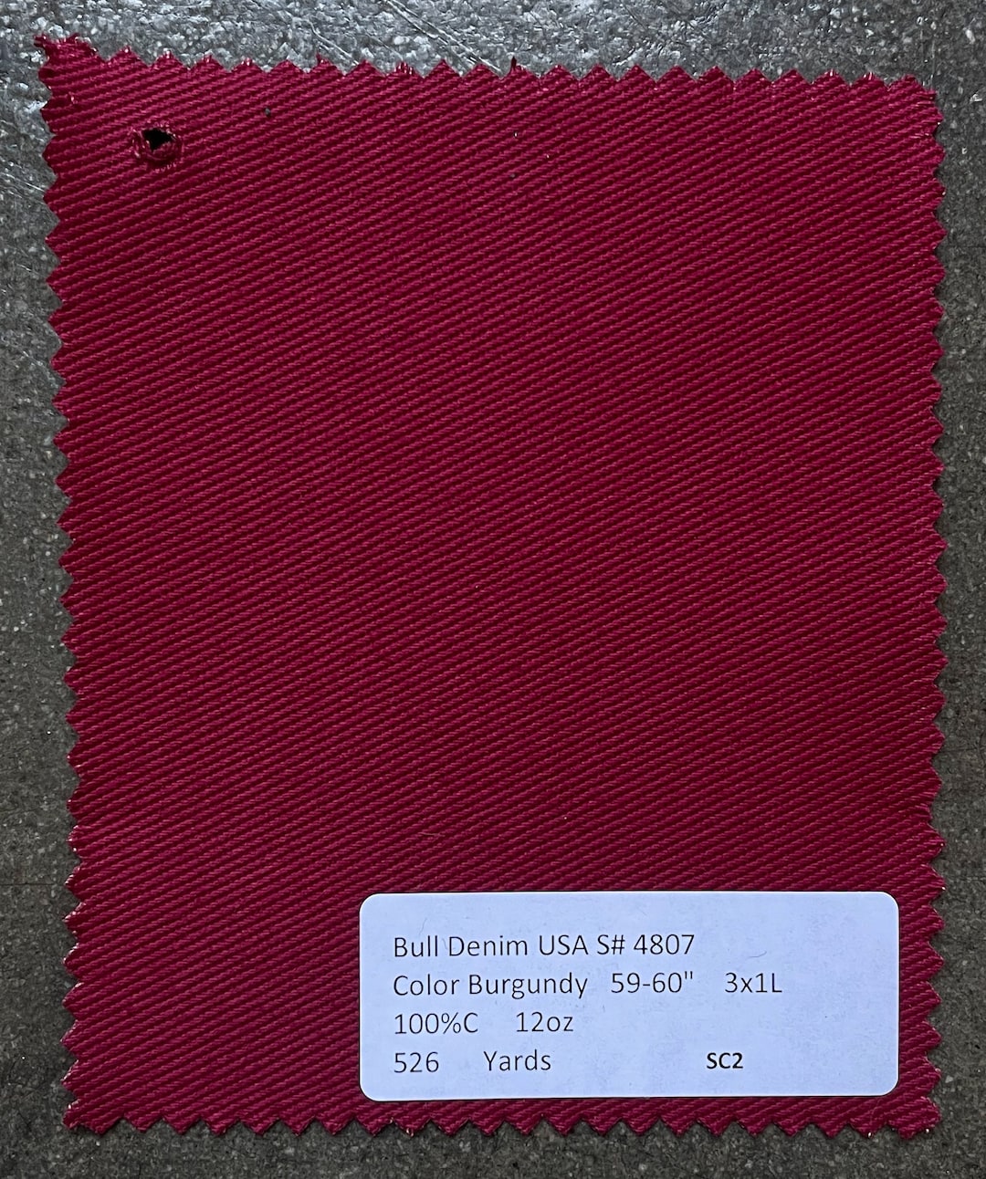3 Yards Burgundy Bull Denim USA Made American Denim Fabric 100% Cotton ...