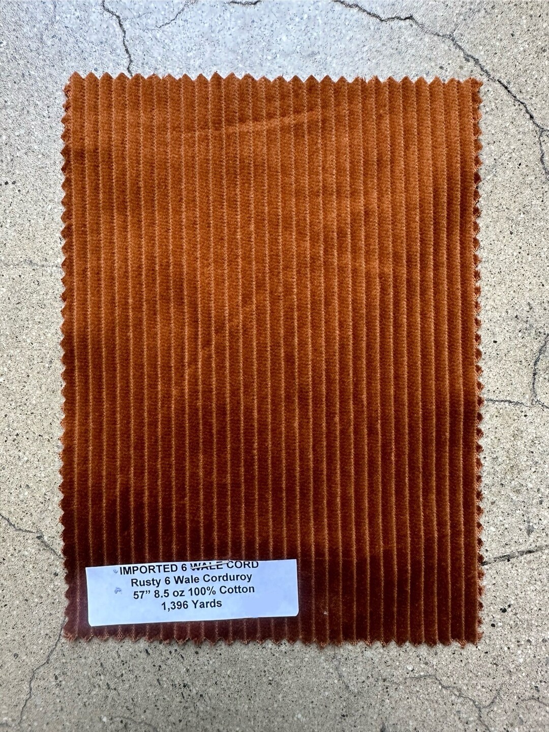 Rust Orange Corduroy Fabric 3 Yards 100% Cotton 6 Wale Corduroy Fabric ...